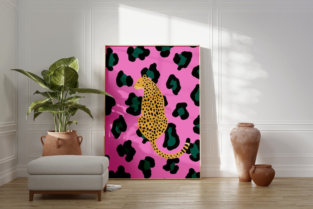 Hot Pink Cheetah Preppy Printable Wall Art, Preppy Room Decor, Bright ...