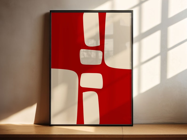 Red Abstract Art Print: Minimalist Geometric Poster (digital Download ...