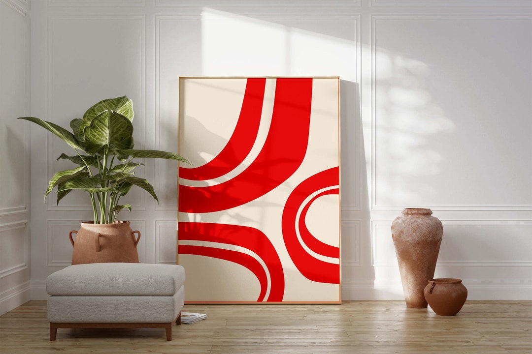 Abstract Red Printable Wall Art, Large Size Minimalist Print Download ...