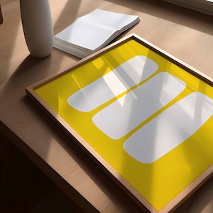 Yellow Minimalist Abstract Printable Wall Art, Modern Art Poster, Large ...