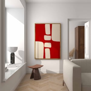 Red Abstract Art Print: Minimalist Geometric Poster (digital Download ...