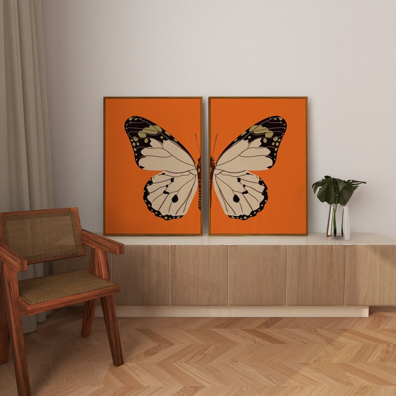 Butterfly Printable Wall Art Set of 2 Split Butterfly Art - Etsy