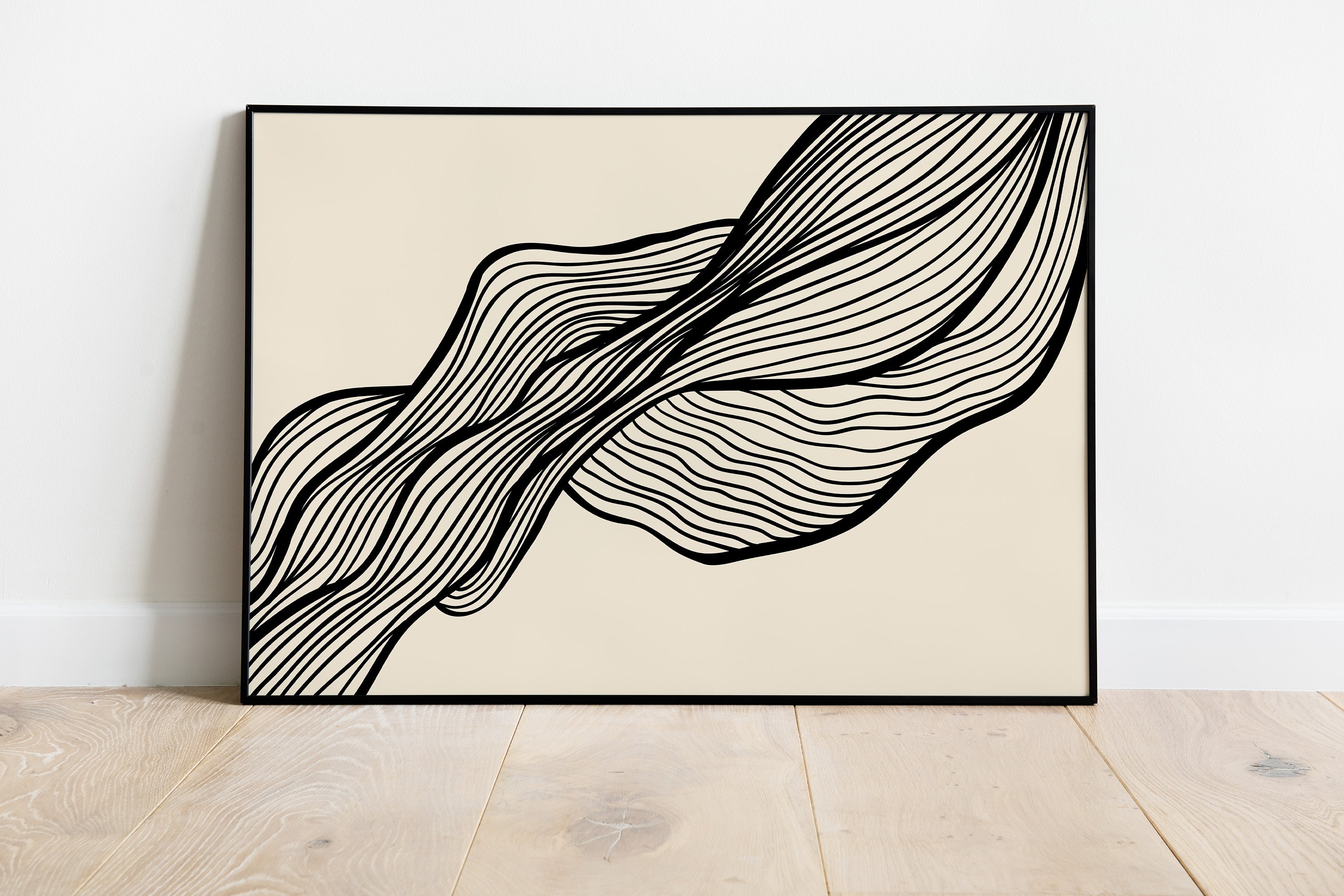 Horizontal Abstract Black Line Printable Wall Art Large Size - Etsy
