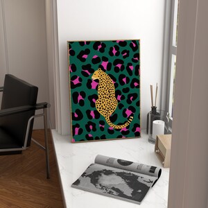 Cheetah Printable Wall Art, Leopard Print, Pink Green Animal Print ...