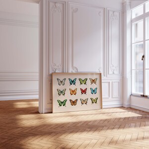 Butterfly Printable Wall Art Horizontal Butterfly Print Vintage Digital ...