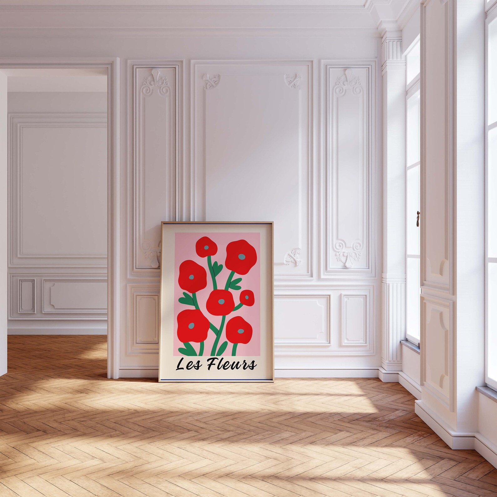 Les Fleurs Poster, Flower Printable Wall Art, Poppies Print, Botanical ...