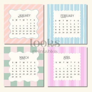 2026 Mini Calendar Cards: Square Monthly Gingham Pastel Cute Desk ...