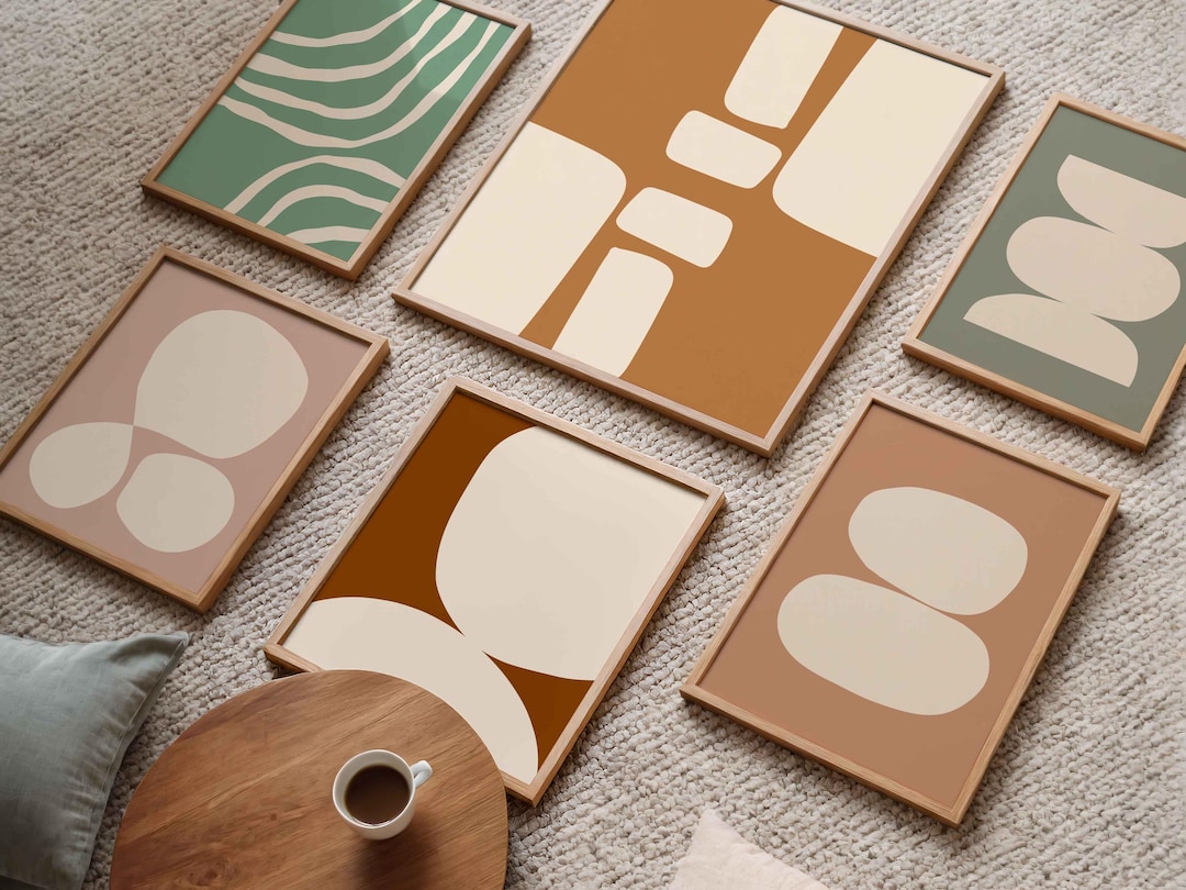Neutral Abstract Gallery Wall Art Print Set of 6: Organic Shapes ...