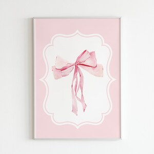 Preppy Pink Coquette Bow Printable Wall Art, Pink Bow Print, Trendy Art ...