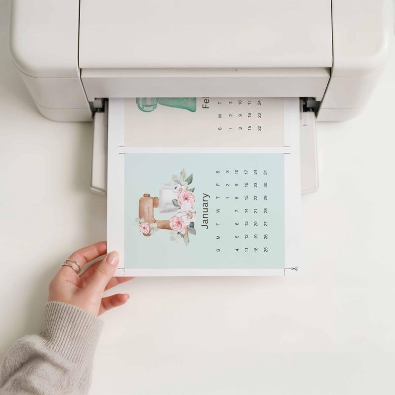 2026 Printable Kitchen Calendar Cards: Monthly Cute Pastel Desk ...