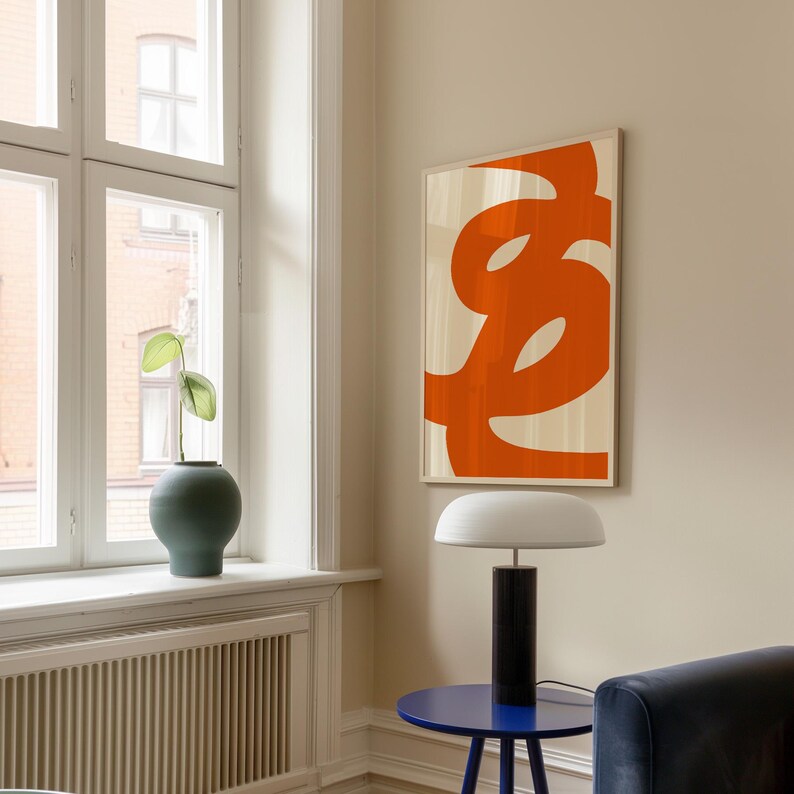 Bold Orange Abstract Art Print: Minimalist Home Decor (digital File) - Etsy