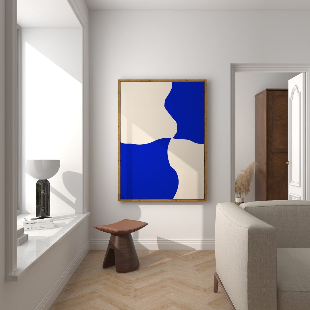 Royal Blue Minimalist Abstract Printable Wall Art Bright Blue - Etsy