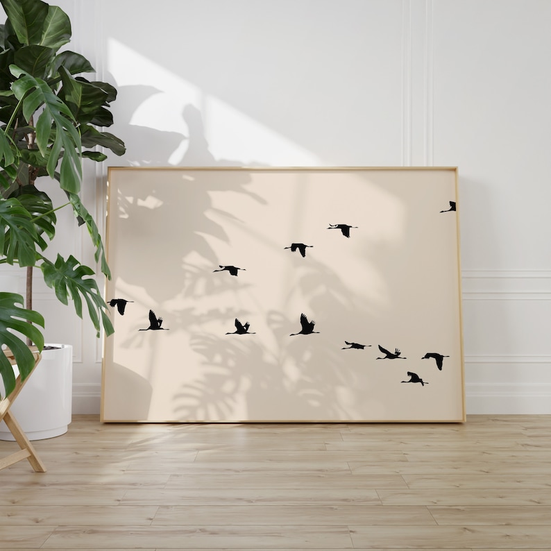 Horizontal Birds Printable Wall Art, Flying Birds Art Poster ...