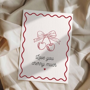 Valentine’s Day Greeting Card, Love You Cherry Much Card, Minimal ...
