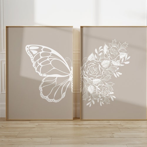 Butterfly Printable Wall Art Set of 2 Butterfly Printable - Etsy