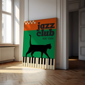 Jazz Club Printable Wall Art, Retro Jazz Music Print Digital Download ...