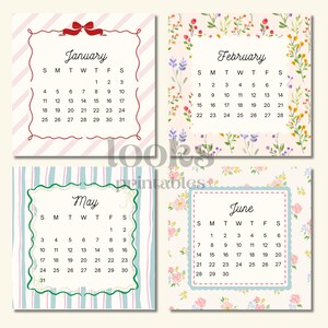 2026 Mini Preppy Calendar Cards: Square Monthly Cute Desk Calendar Set ...