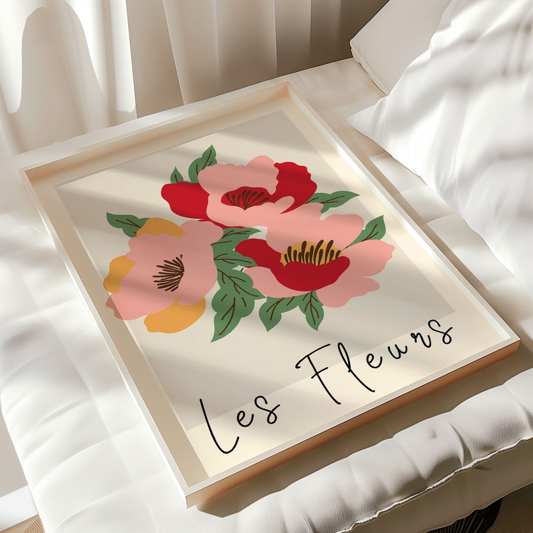 Les Fleurs Poster, Flower Printable Wall Art, Poppies Print, Botanical ...