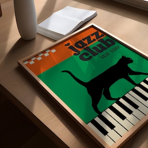 Jazz Club Printable Wall Art, Retro Jazz Music Print Digital Download ...