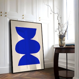 Royal Blue Minimalist Abstract Printable Wall Art, Bright Blue Modern ...