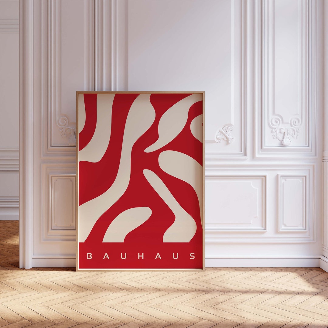 Bauhaus Printable Poster Red Mid Century Modern Print Retro Bauhaus ...