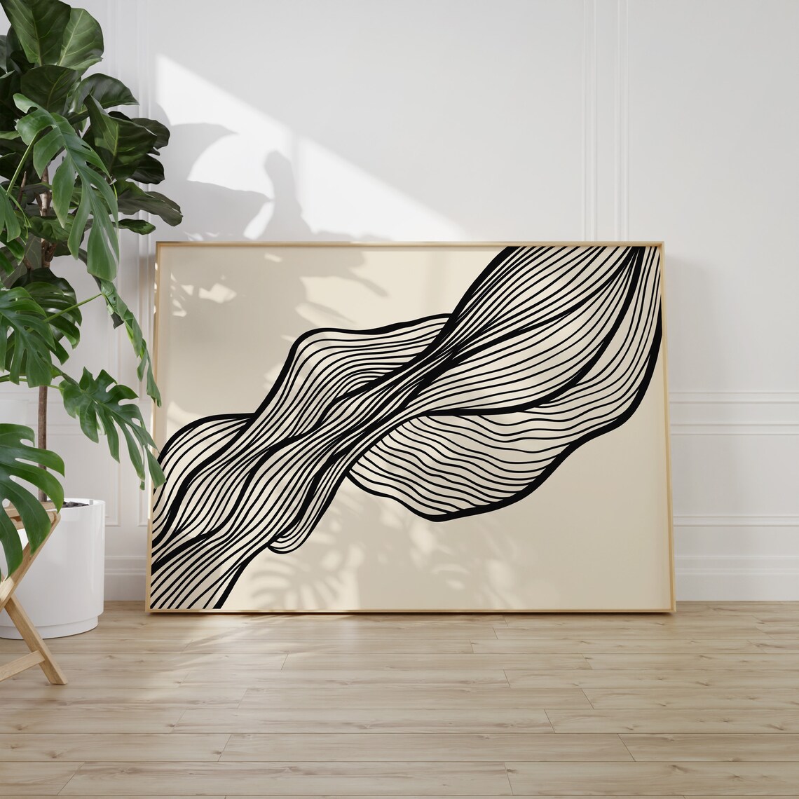 Horizontal Abstract Black Line Printable Wall Art Large Size - Etsy