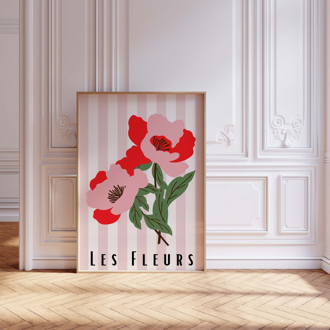 Les Fleurs Poster, Flower Printable Wall Art, Poppies Print, Botanical ...