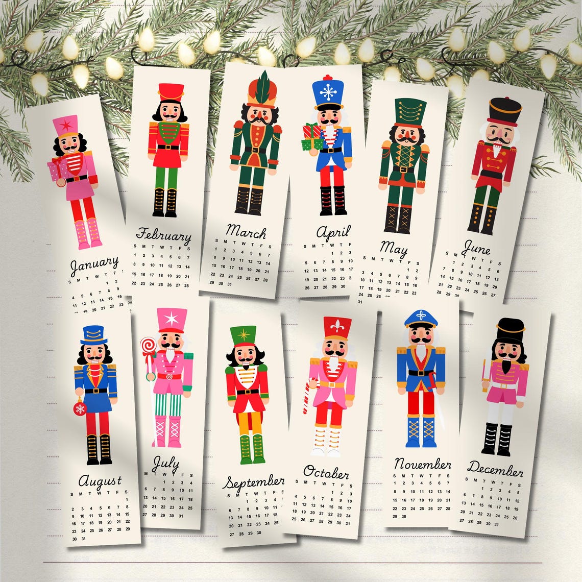 2026 Bookmark Calendar, Printable Nutcracker Holiday Bookmarks, Book ...