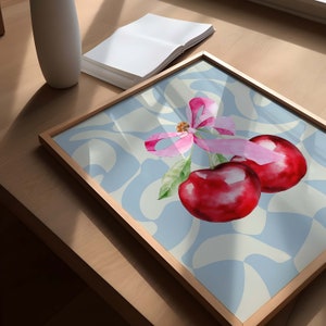 Cherry Poster Printable, Fruit Art Print, Kitchen Wall Art Print ...