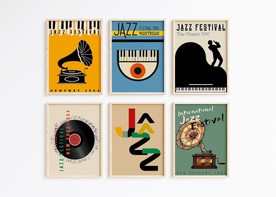 Jazz Festival Printable Wall Art Set of 6, Jazz Festival Poster Print ...
