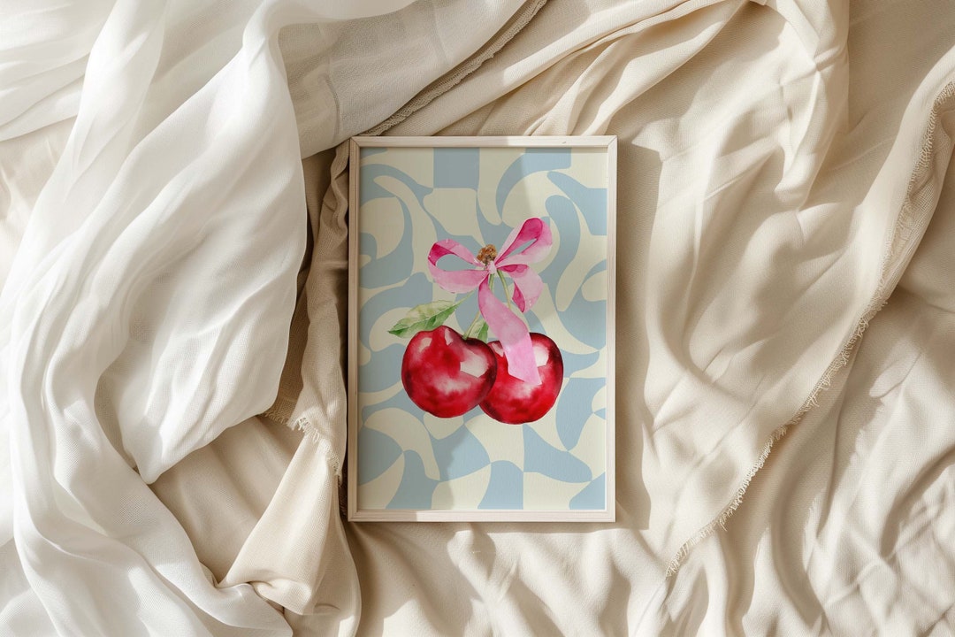 Cherry Poster Printable, Fruit Art Print, Kitchen Wall Art Print ...