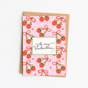 Valentine’s Day Greeting Card, Be My Valentine Card, Cherry Modern Gift ...