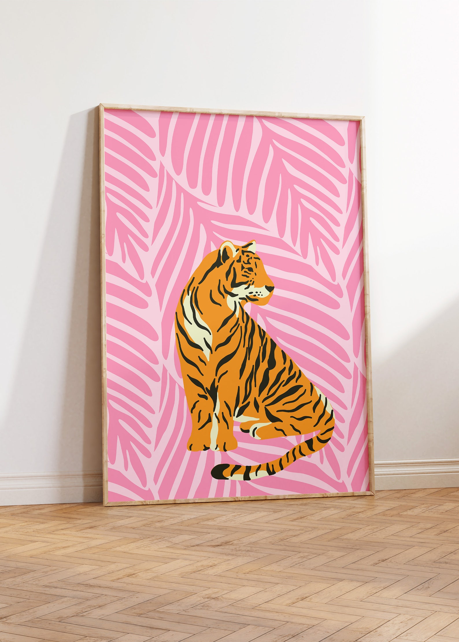 Tiger Printable Wall Art Pink Animal Print Preppy Illustration Jungle ...