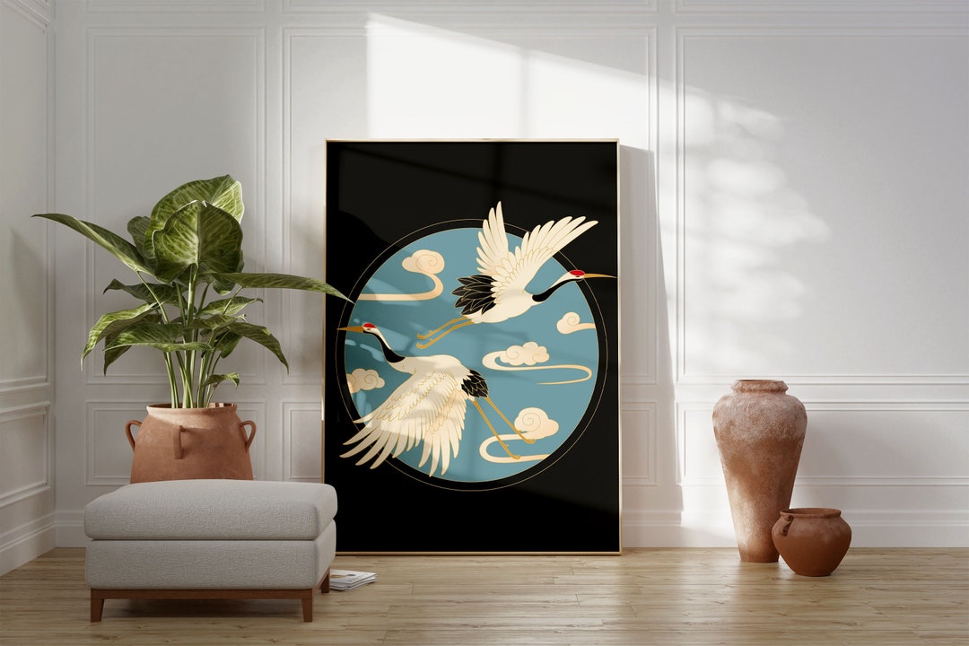 Birds Printable Wall Art, Crane Print, Eclectic Gallery Wall Art, Crane ...