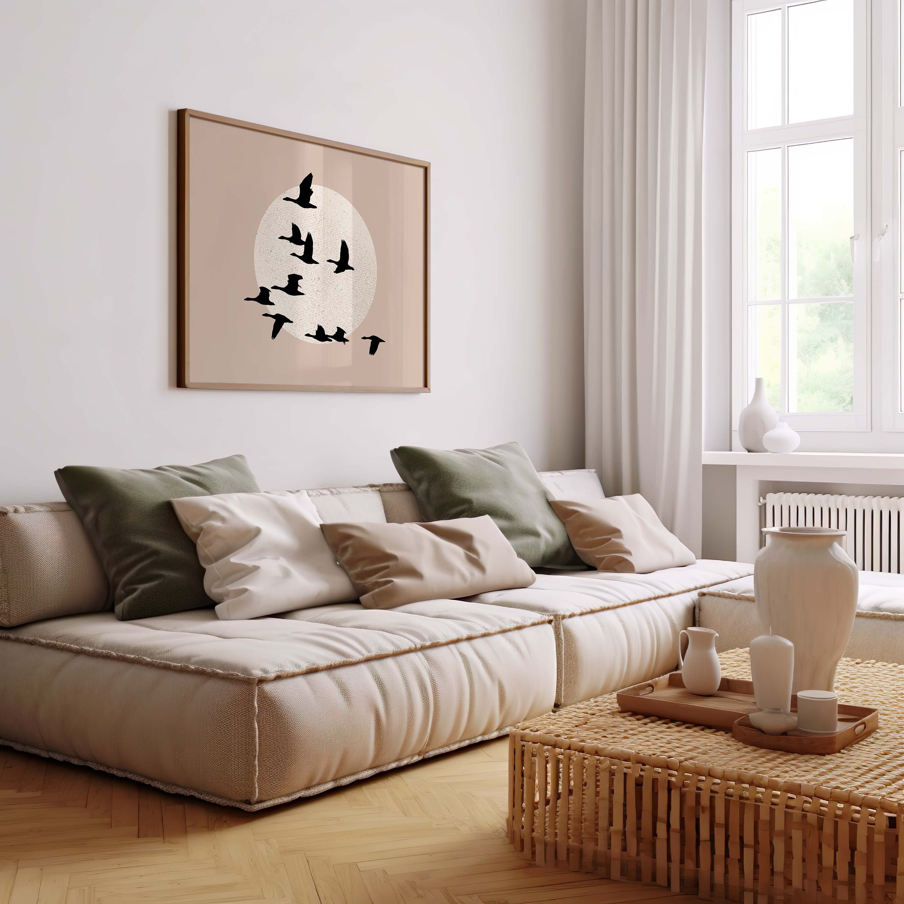 Horizontal Birds Printable Wall Art, Flying Birds Art Poster ...