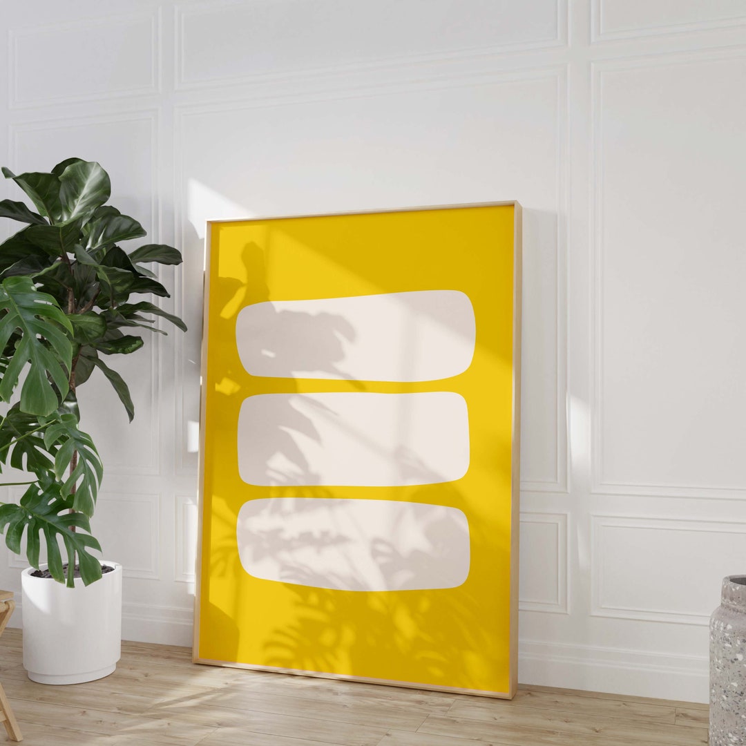 Yellow Minimalist Abstract Printable Wall Art, Modern Art Poster, Large ...