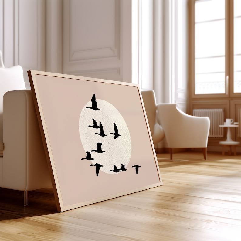 Horizontal Birds Printable Wall Art, Flying Birds Art Poster ...