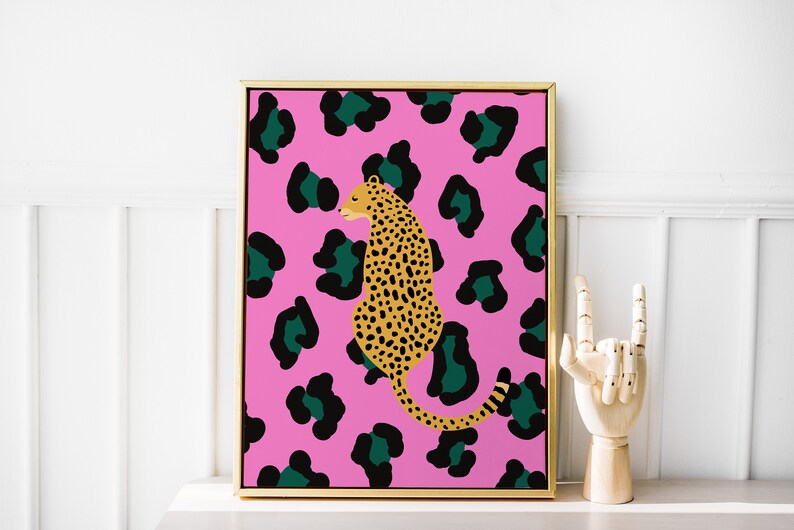 Hot Pink Cheetah Preppy Printable Wall Art Preppy Room Decor - Etsy