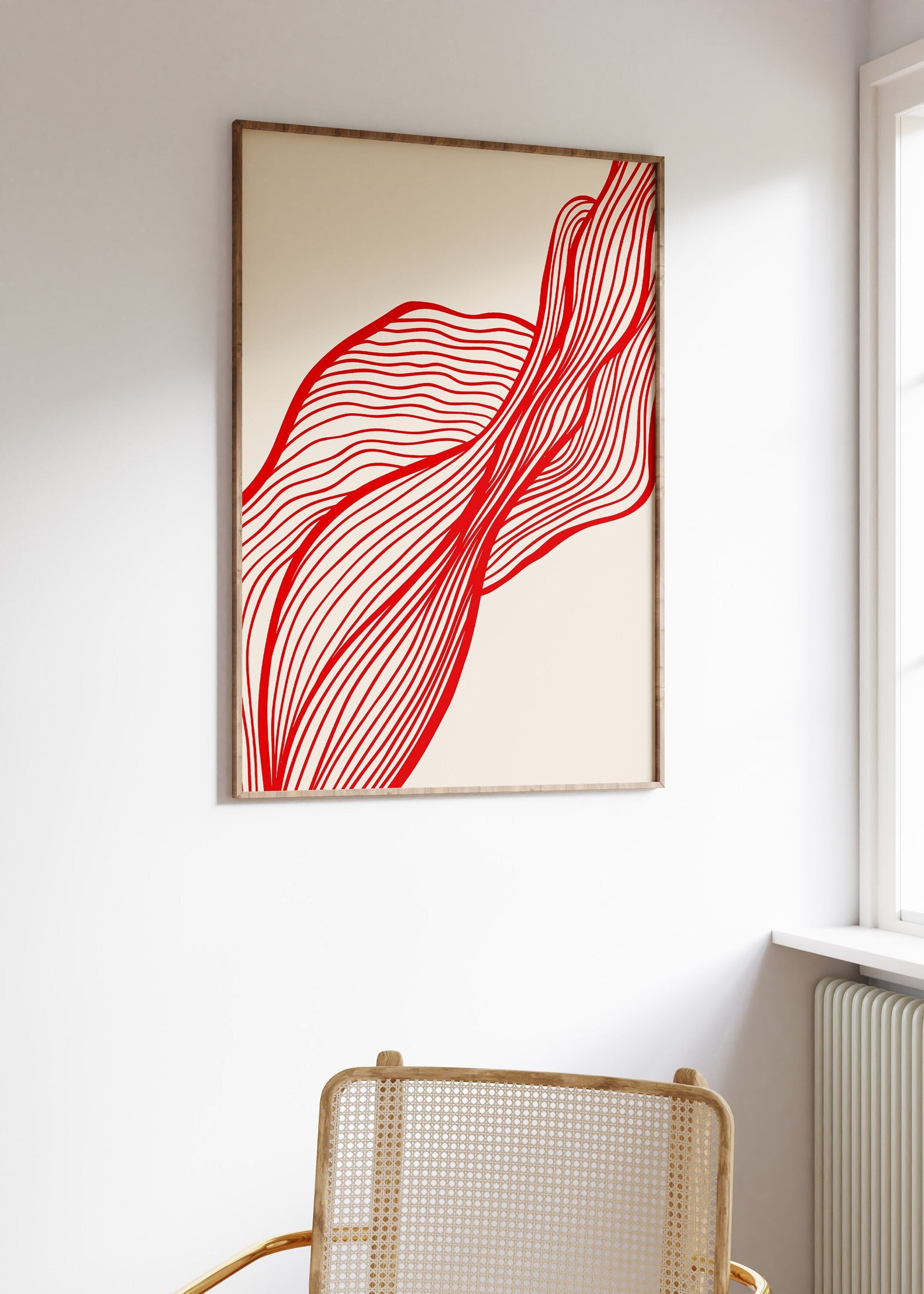 Abstract Red Line Printable Wall Art Large Size Minimalist - Etsy