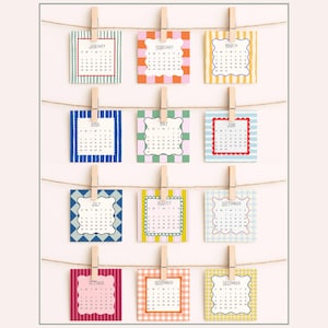 2026 Mini Funky Calendar Cards: Square Monthly Cute Desk Calendar Set ...