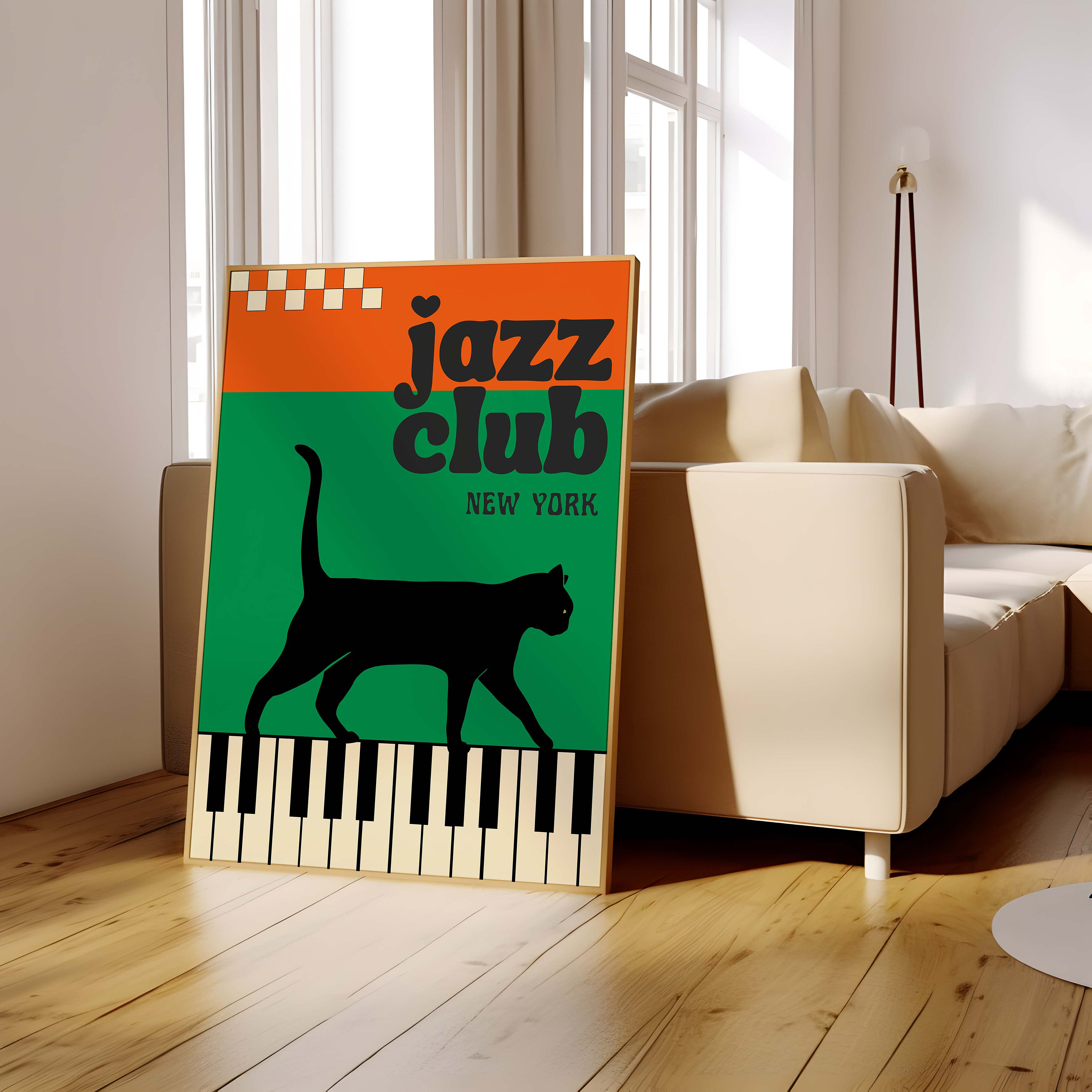 Jazz Club Printable Wall Art, Retro Jazz Music Print Digital Download ...