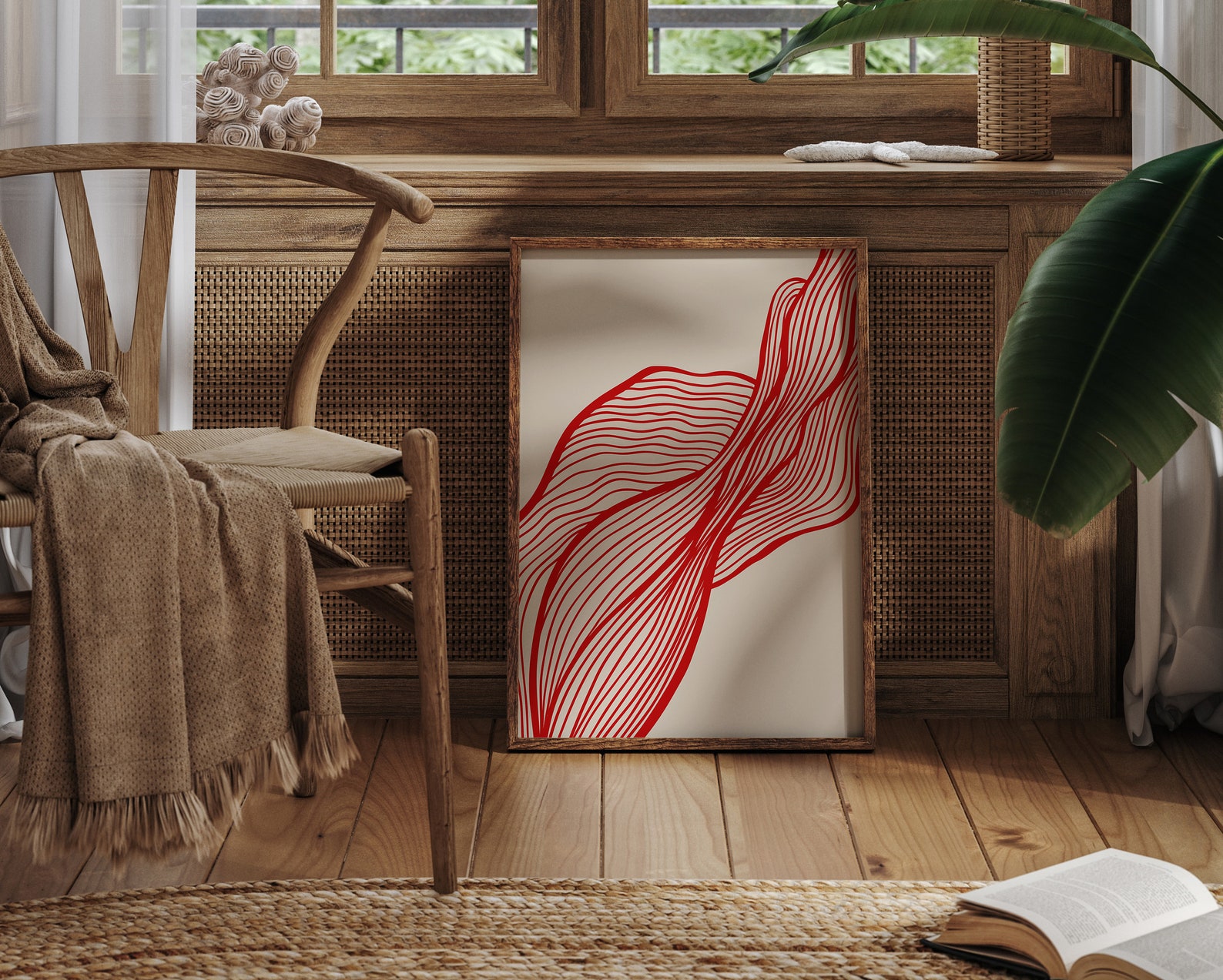 Abstract Red Line Printable Wall Art Large Size Minimalist - Etsy