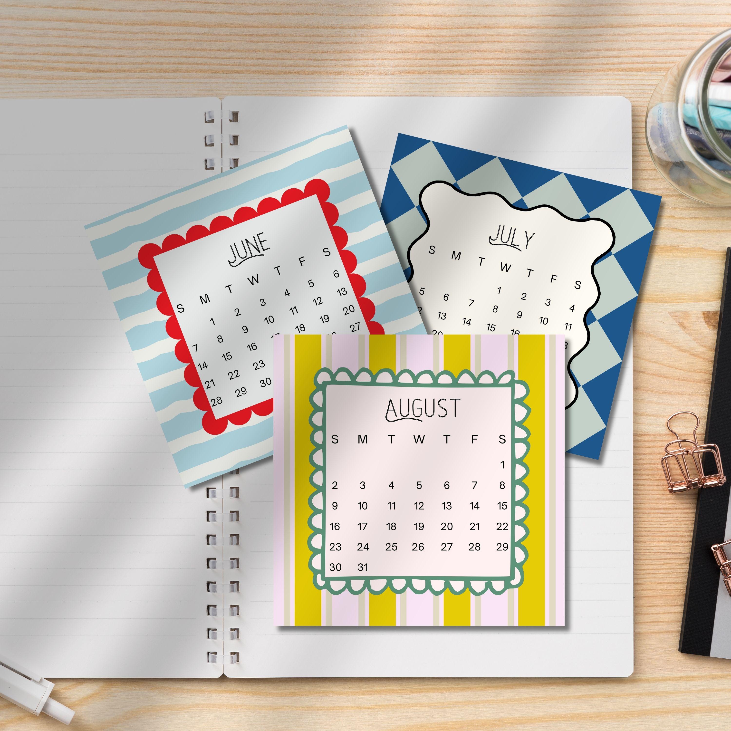 2026 Mini Funky Calendar Cards: Square Monthly Cute Desk Calendar Set ...