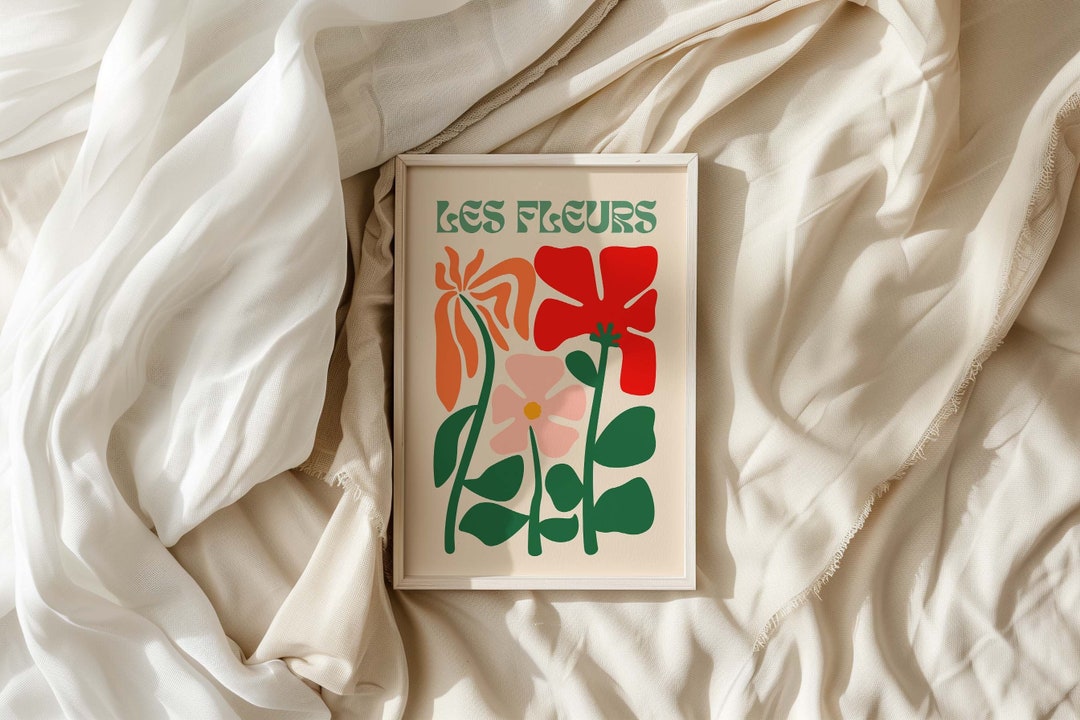 Colorful Flower Illustration Print, Flower Printable Wall Art, Abstract ...