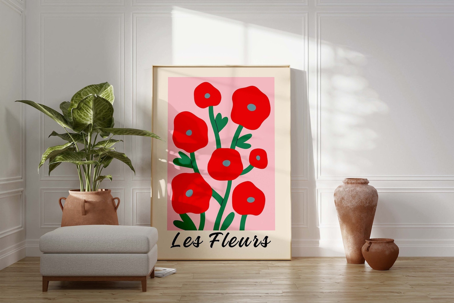 Les Fleurs Poster, Flower Printable Wall Art, Poppies Print, Botanical ...