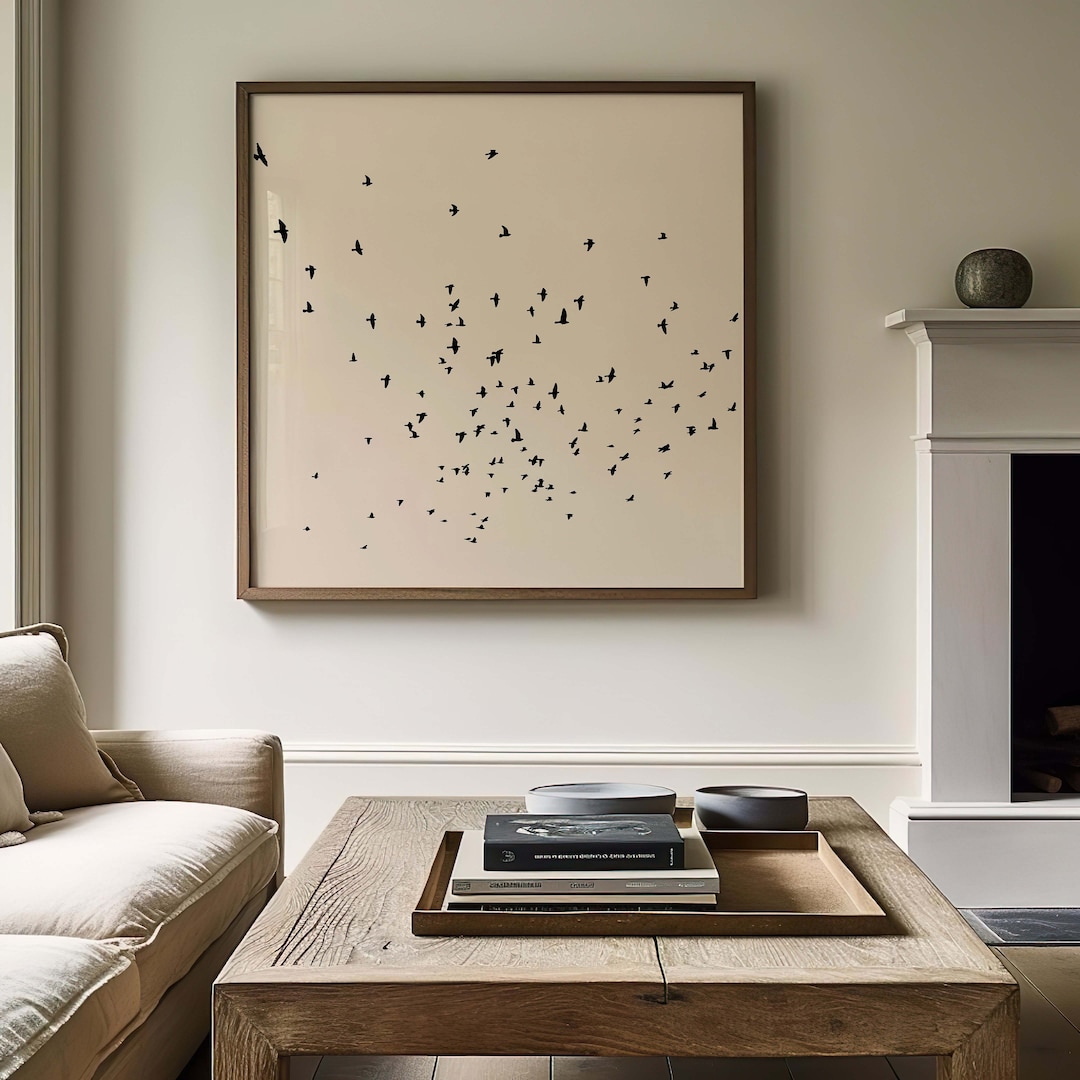 Flock of Birds Wall Art, Birds Printable Wall Art, Flying Birds Poster ...