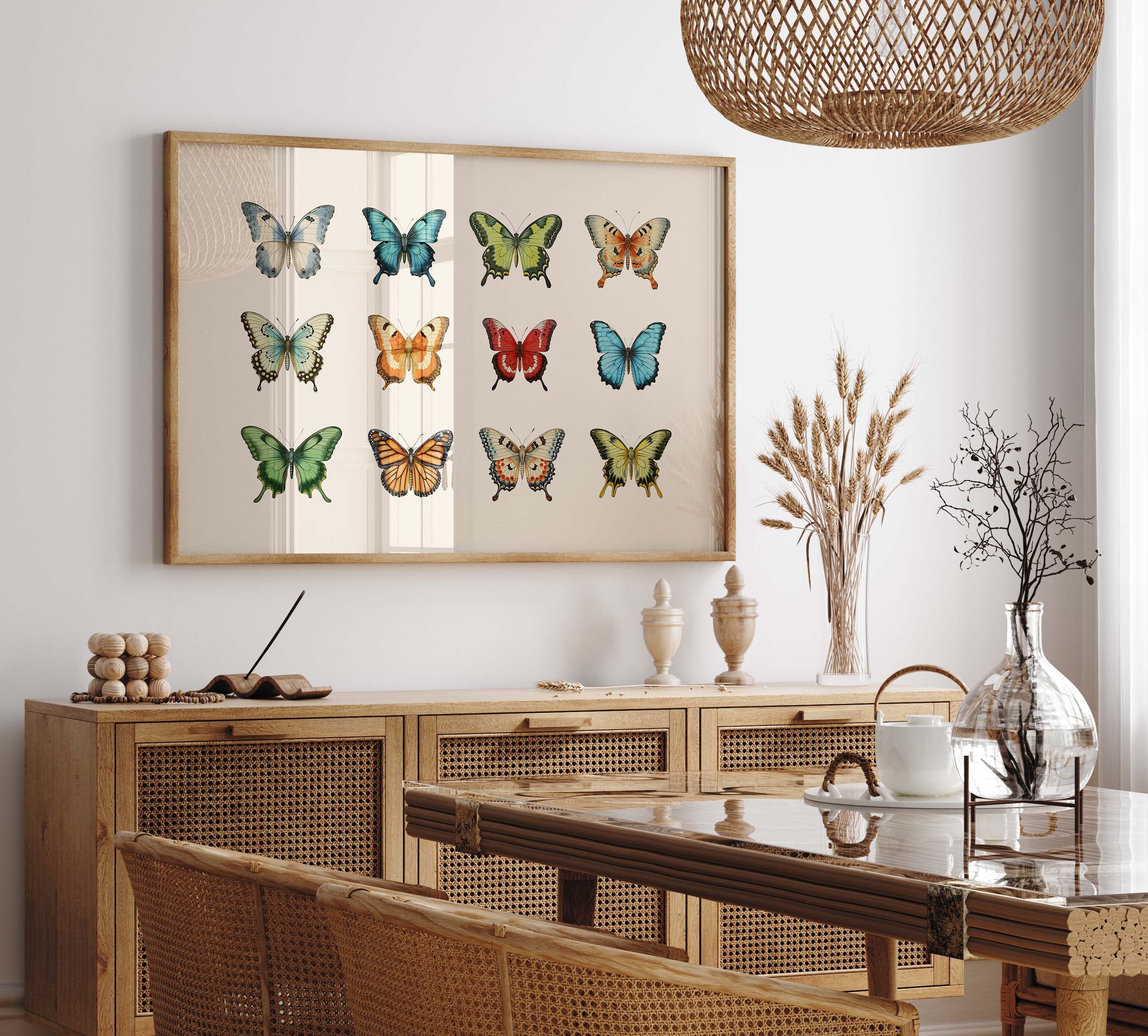 Butterfly Printable Wall Art Horizontal Butterfly Print Vintage Digital ...
