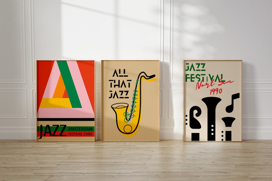 Jazz Festival Printable Wall Art Set of 3, Jazz Festival Poster Print ...