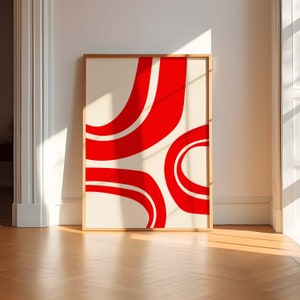 Abstract Red Printable Wall Art, Large Size Minimalist Print Download ...