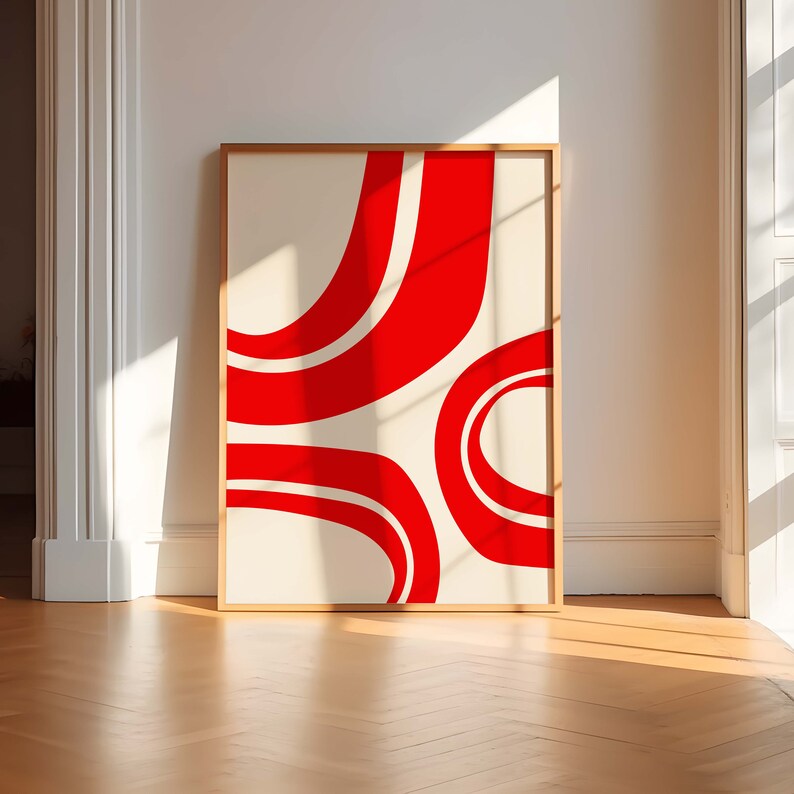 Abstract Red Lines Art Print: Minimalist Modern Decor (digital File) - Etsy